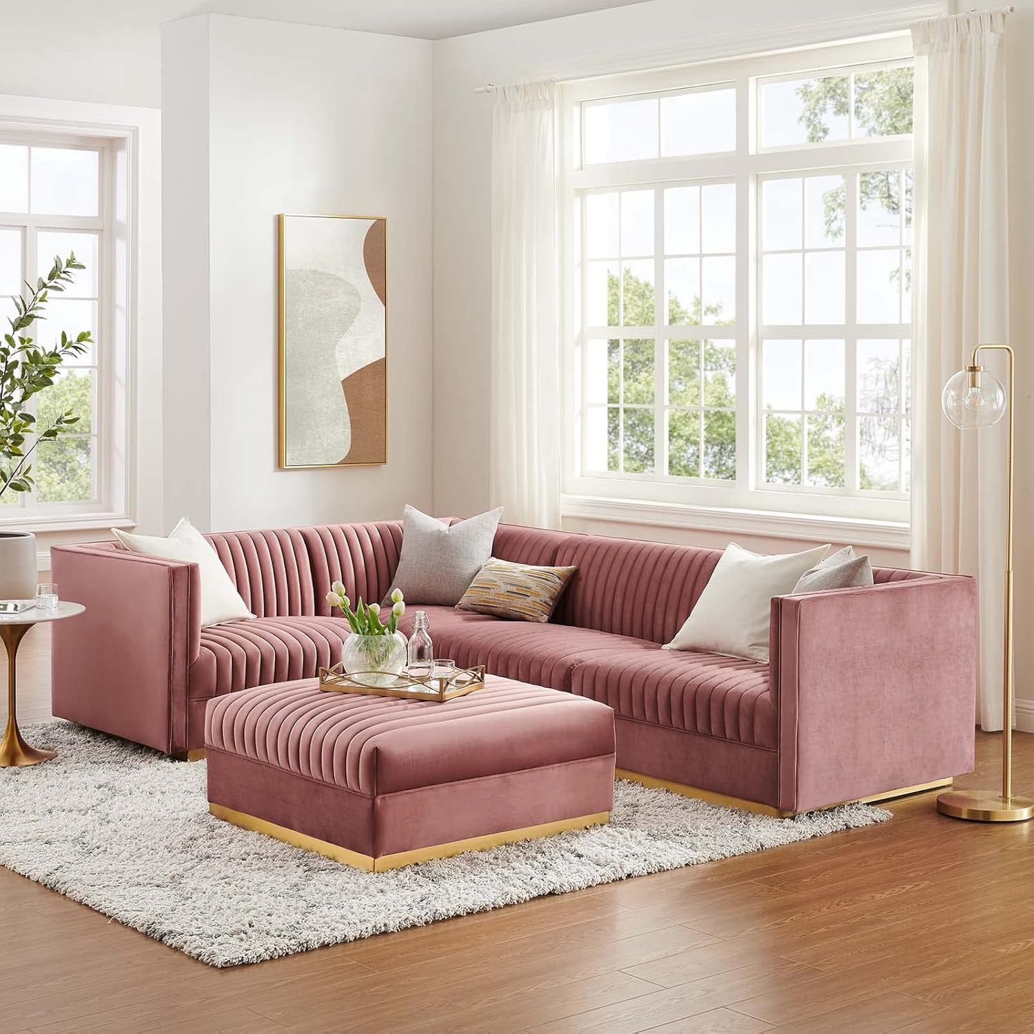 Amazon.com: Modway Sanguine Channel Tufted Performance Velvet Modular ...