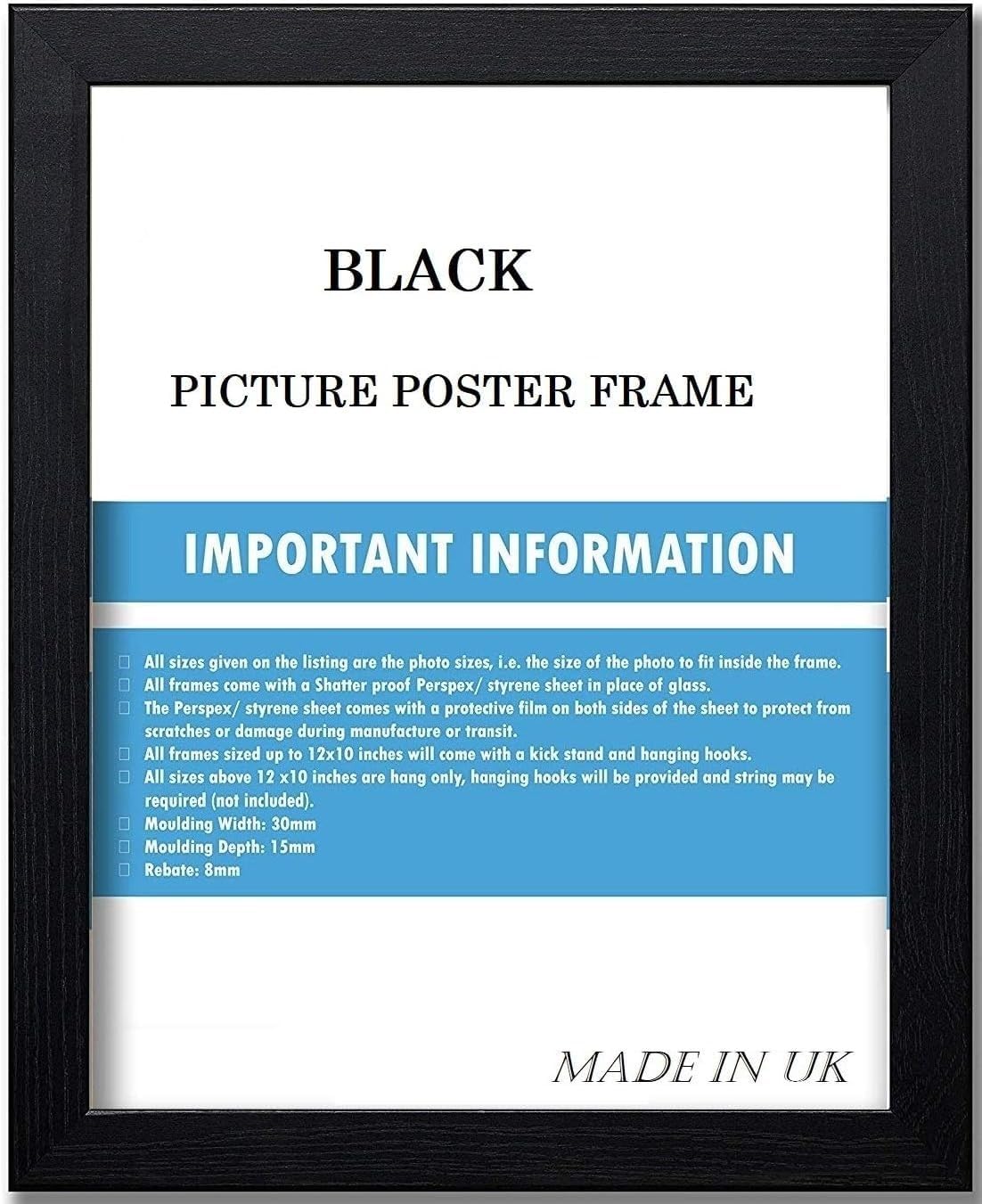 FRAMES A1 A2 A3 A4 A5 SIZE POSTER, PICTURE FRAMES (Black, 80 X 60 CM ...