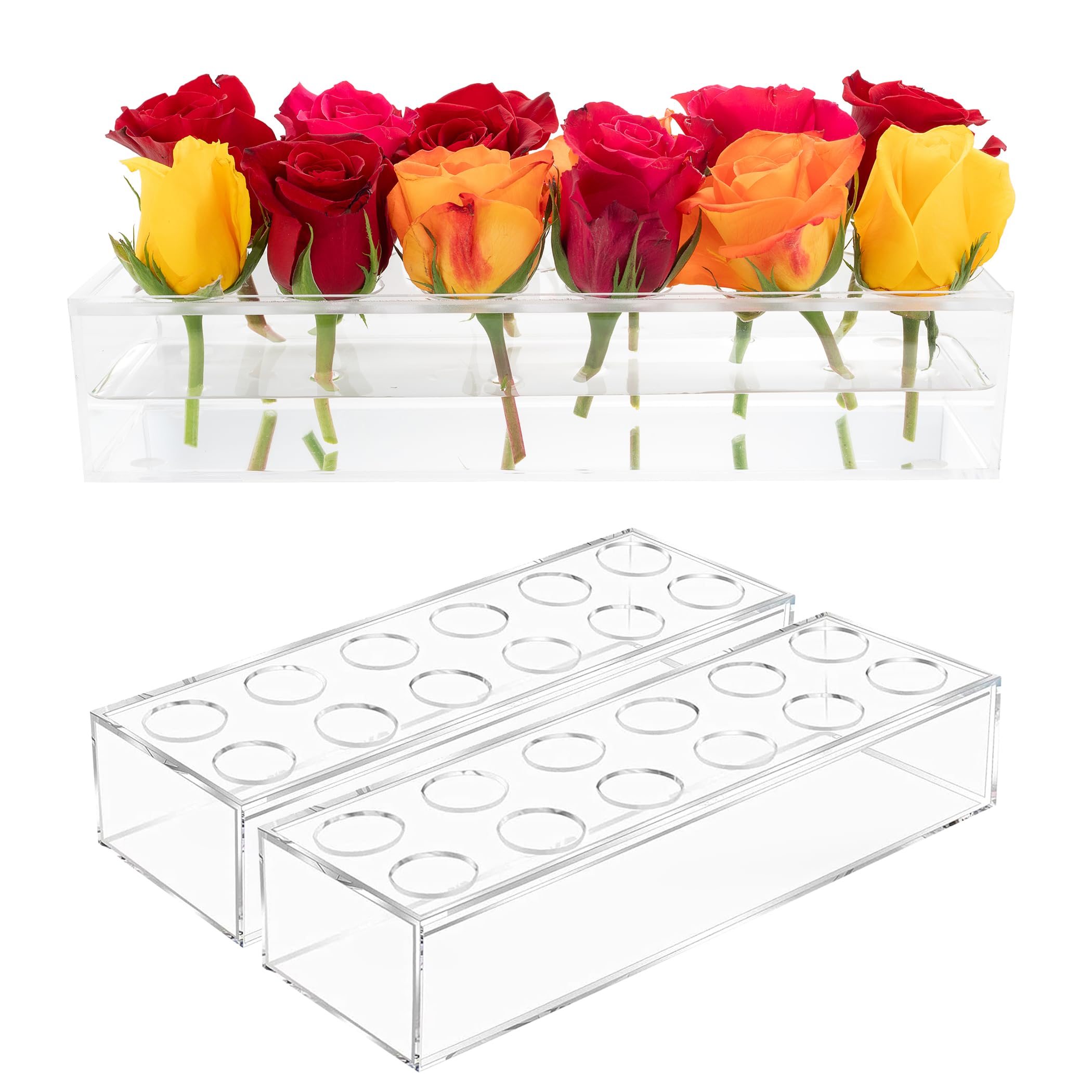 Amazon.com: Acrylic Rectangular Flower Vases for Centerpieces - 2pc ...