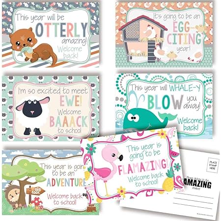 Amazon.com: Awesome Shark Themed Welcome Back To School Blank Postcards ...