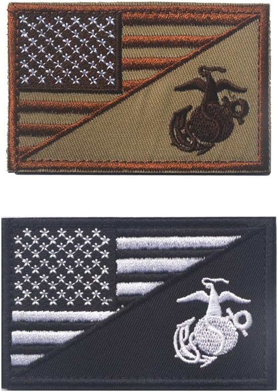 Amazon.com: Bundle 2 pieces American USA Flag Marine Corps Usmc Black ...