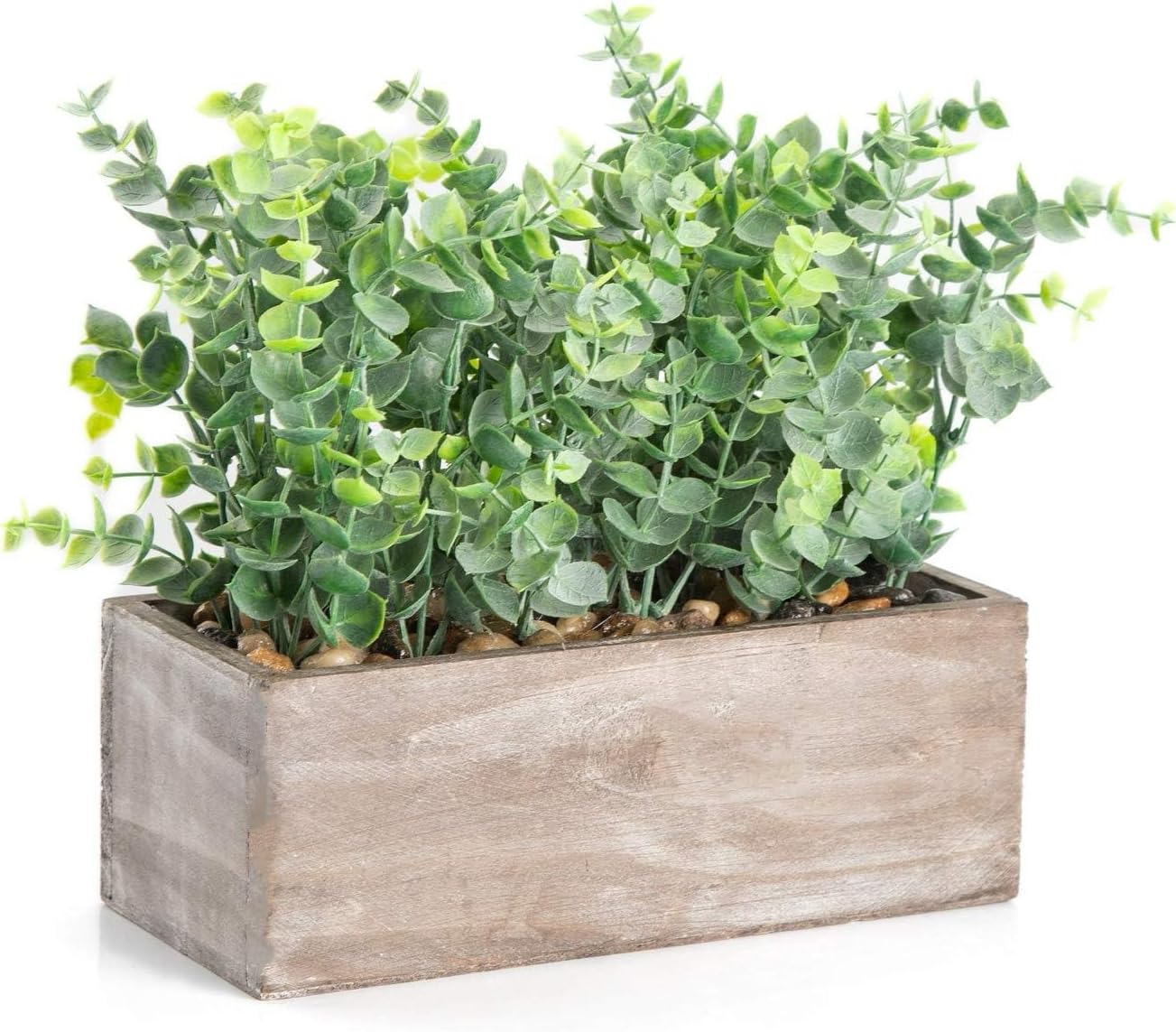 Amazon.com: Winlyn Artificial Eucalyptus Arrangement in Rustic Oval ...