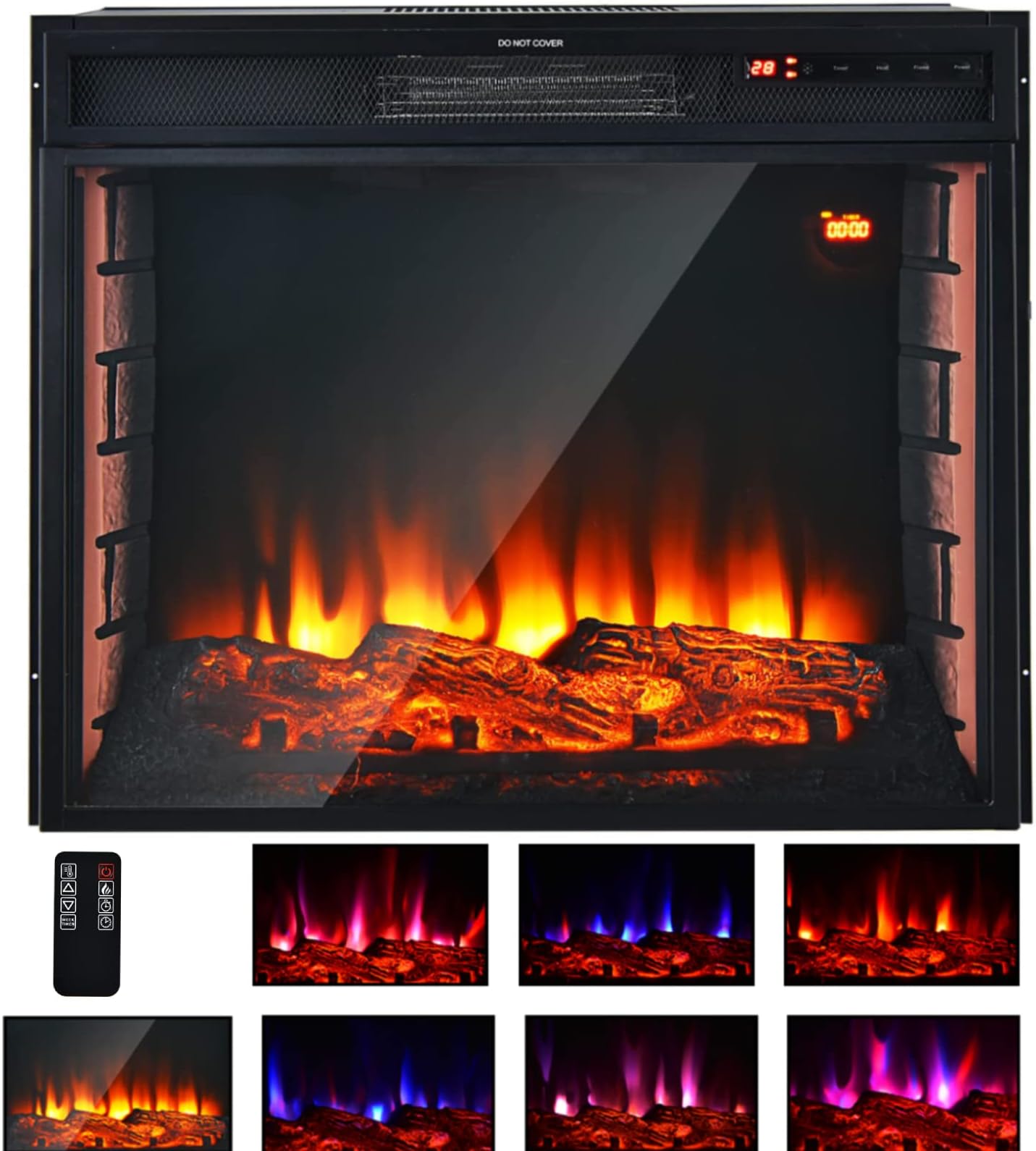 The Adam Helios Brushed Steel Electric Fire with Pebble Bed Glow Effect ...