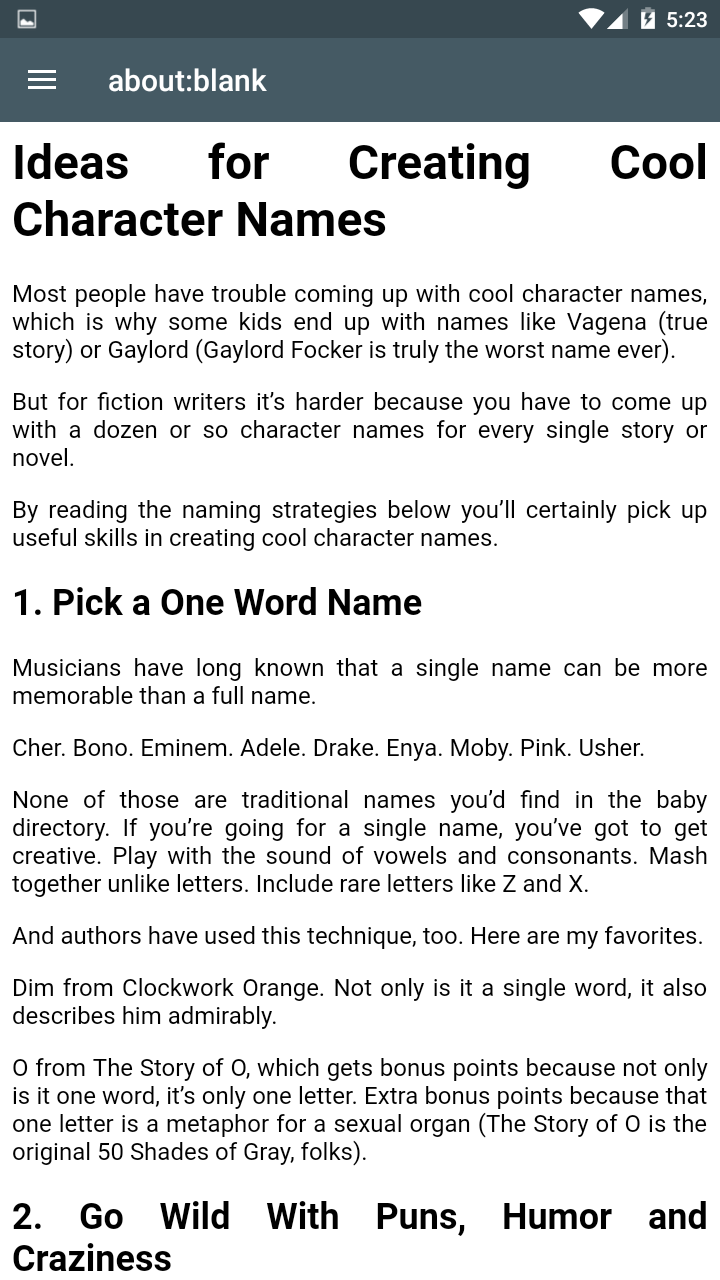 Ideas for Creating Cool Character Names - App on Amazon Appstore