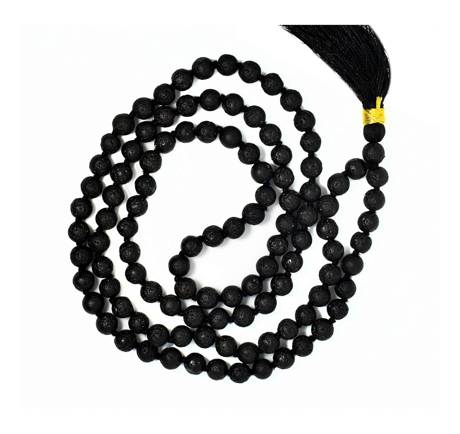 HS GEMS & Crafts Lava Jap Mala Reiki Healing Chakra Stone Black Lava ...