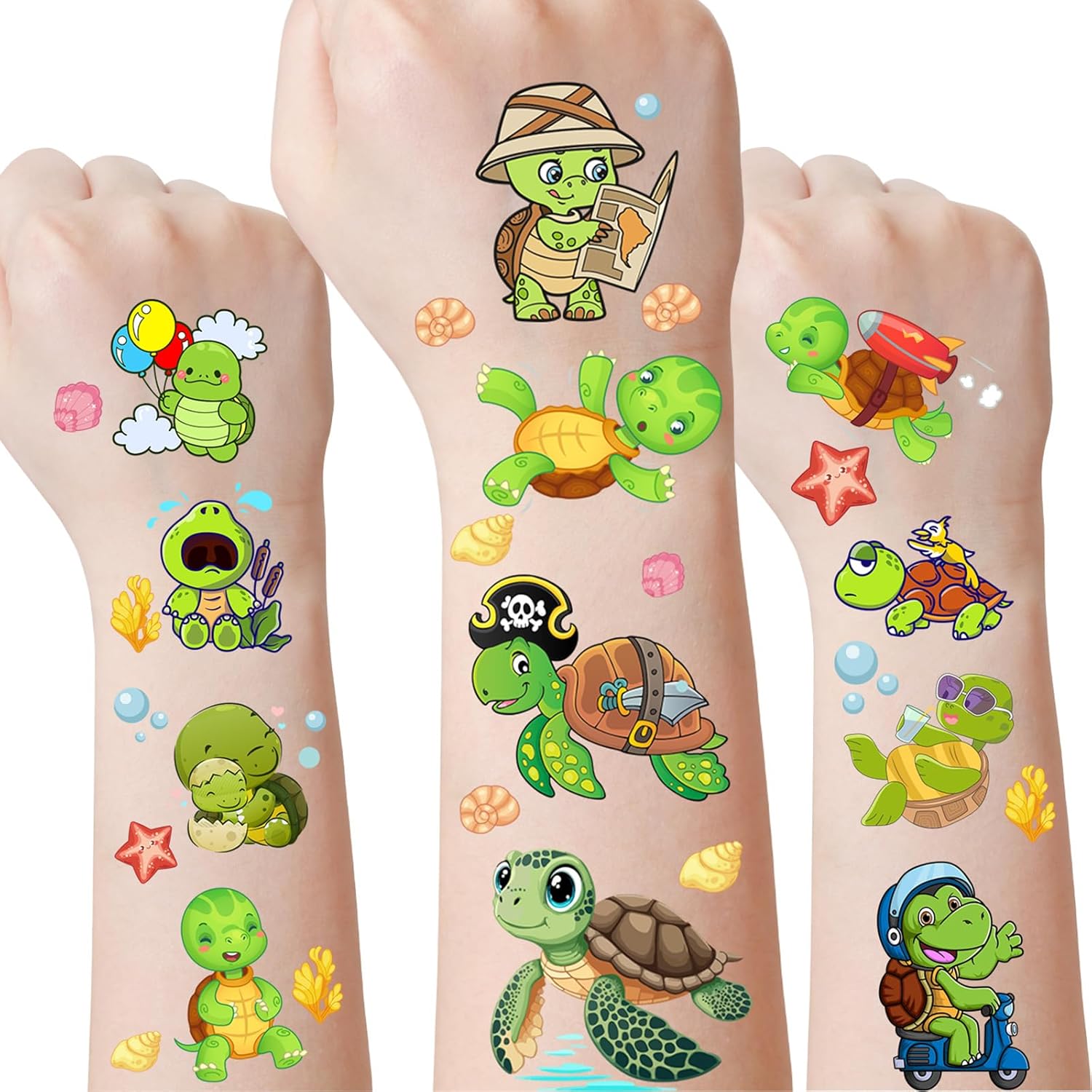 Amazon.com : Sea Turtle Temporary Tattoos Stickers - 8 Sheets 240 Pcs ...