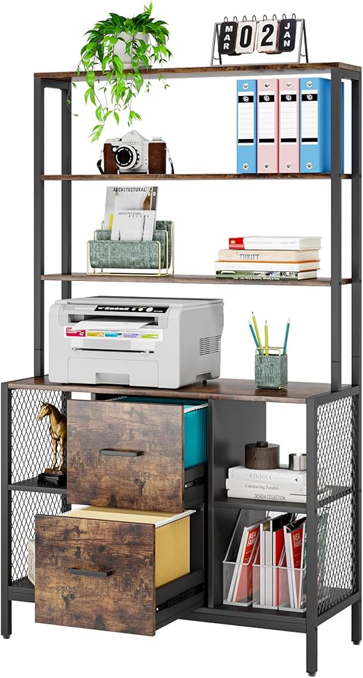 Amazon.com: LITTLE TREE 2 Drawer Bookshelf File Cabinet for Letter Size ...