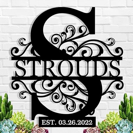 Amazon.com: Split Letter Metal Monogram - Custom Last Name Sign - Split ...