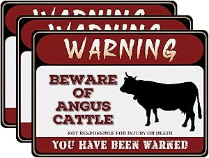 Amazon.com: BAIWIFE Beware of Angus Cattle Sign 3Pcs, Warning Signs of ...