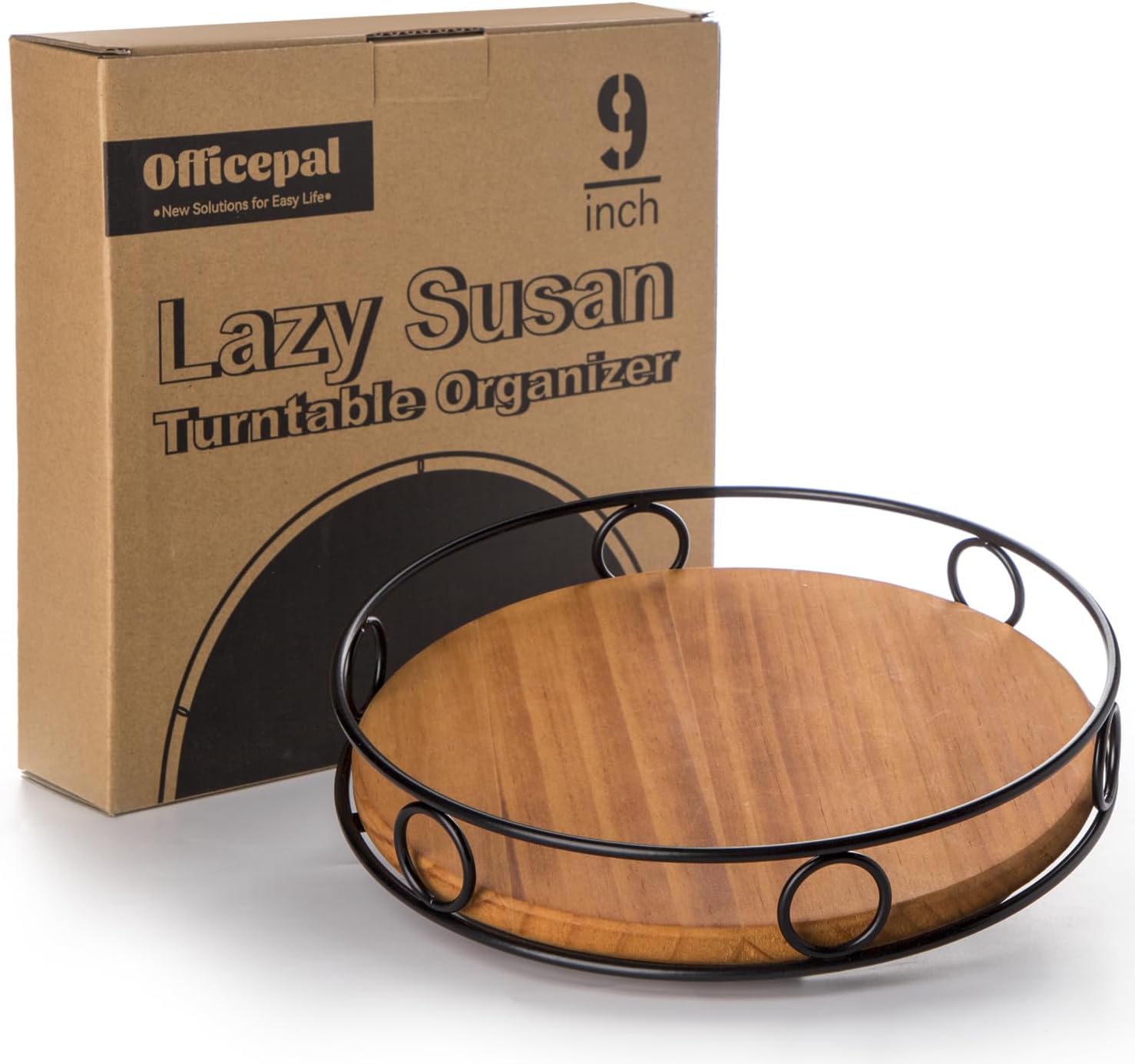 Amazon.com - NIRMAN Lazy Susan Iron and Acacia Wood Turntable Organizer ...