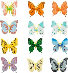 Luckious 12-Piece Miniature Butterfly Figures - Realistic Plastic ...
