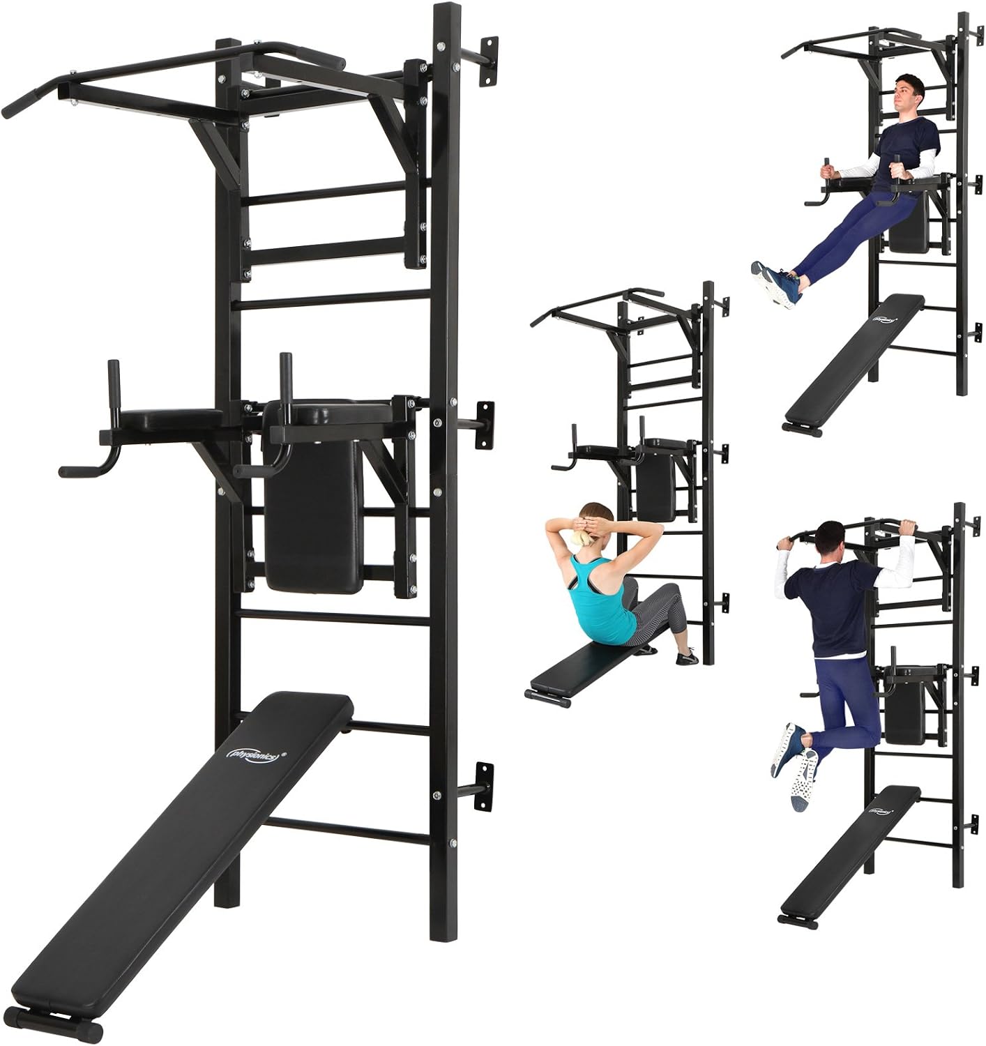 Physionics Fitness Pull Up Chin Ups Leg Raise Dip Workout Station Wall ...