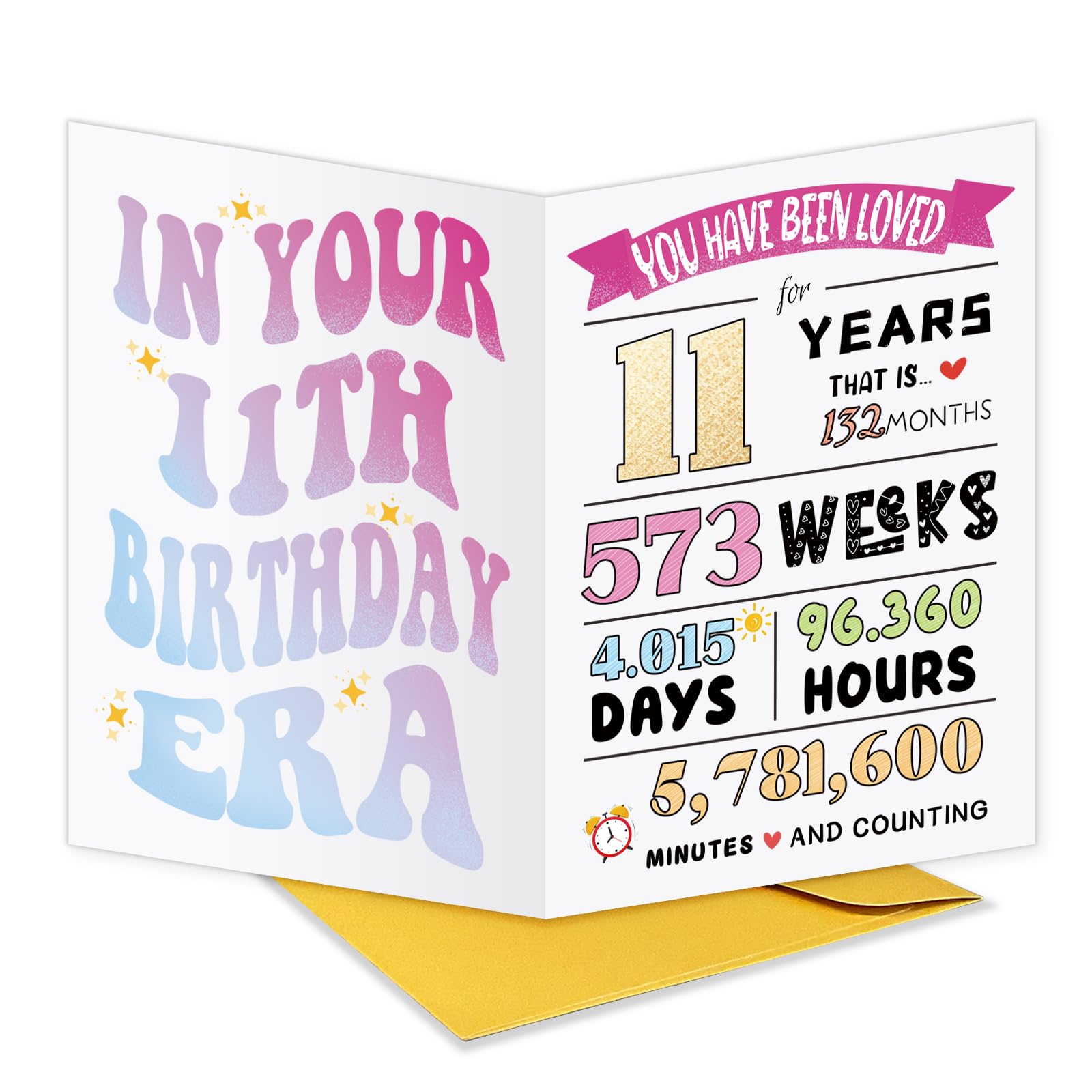 Amazon.com : Cute 11th Birthday Card for Girls Boys, Happy 11th ...