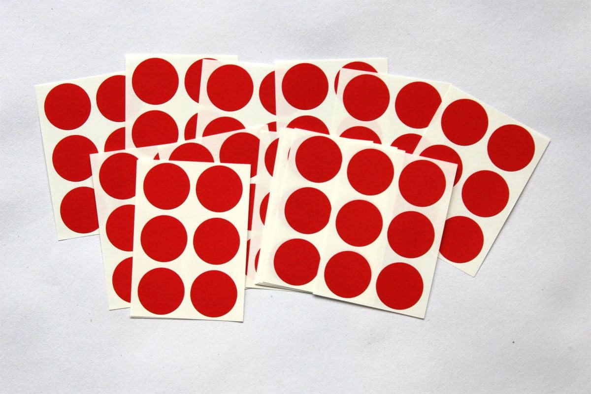 Amazon.com : 100 Red Round Stickers - Sticky Coloured Self Adhesive ...