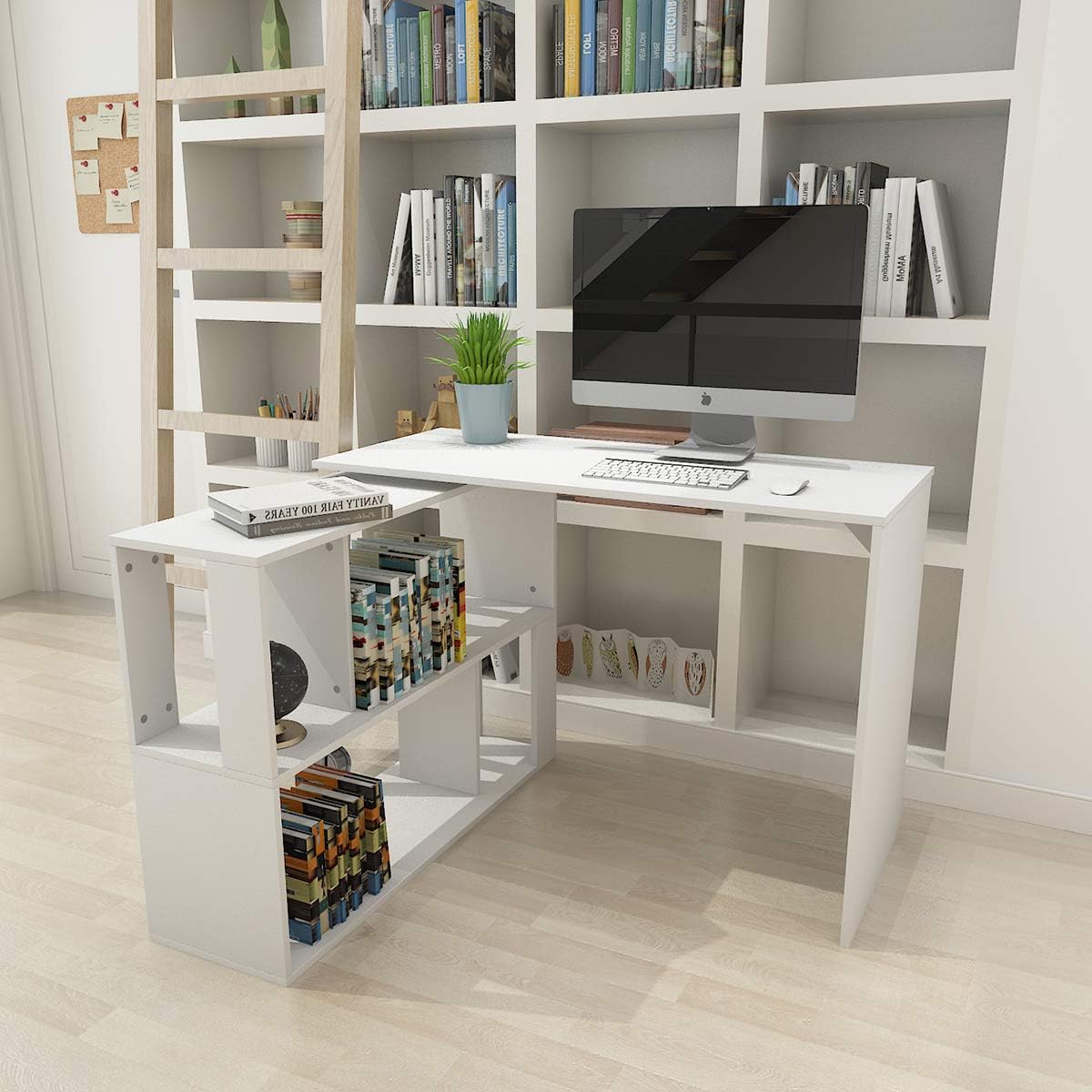 Amazon.com: ZOYY 360Degree Free Rotating Corner Computer Desk, 44.3inch ...