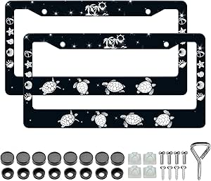Amazon.com: Sea Turtle License Plate Frames - 2 Pack Shell Palm Tree ...