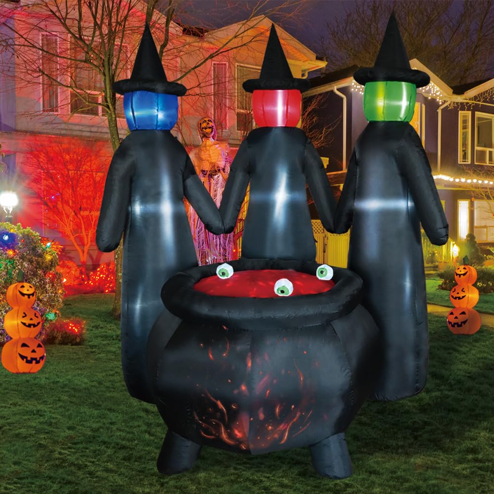8.2Ft Halloween Decorations Inflatable Witch, 3 Spooky Inflatable ...