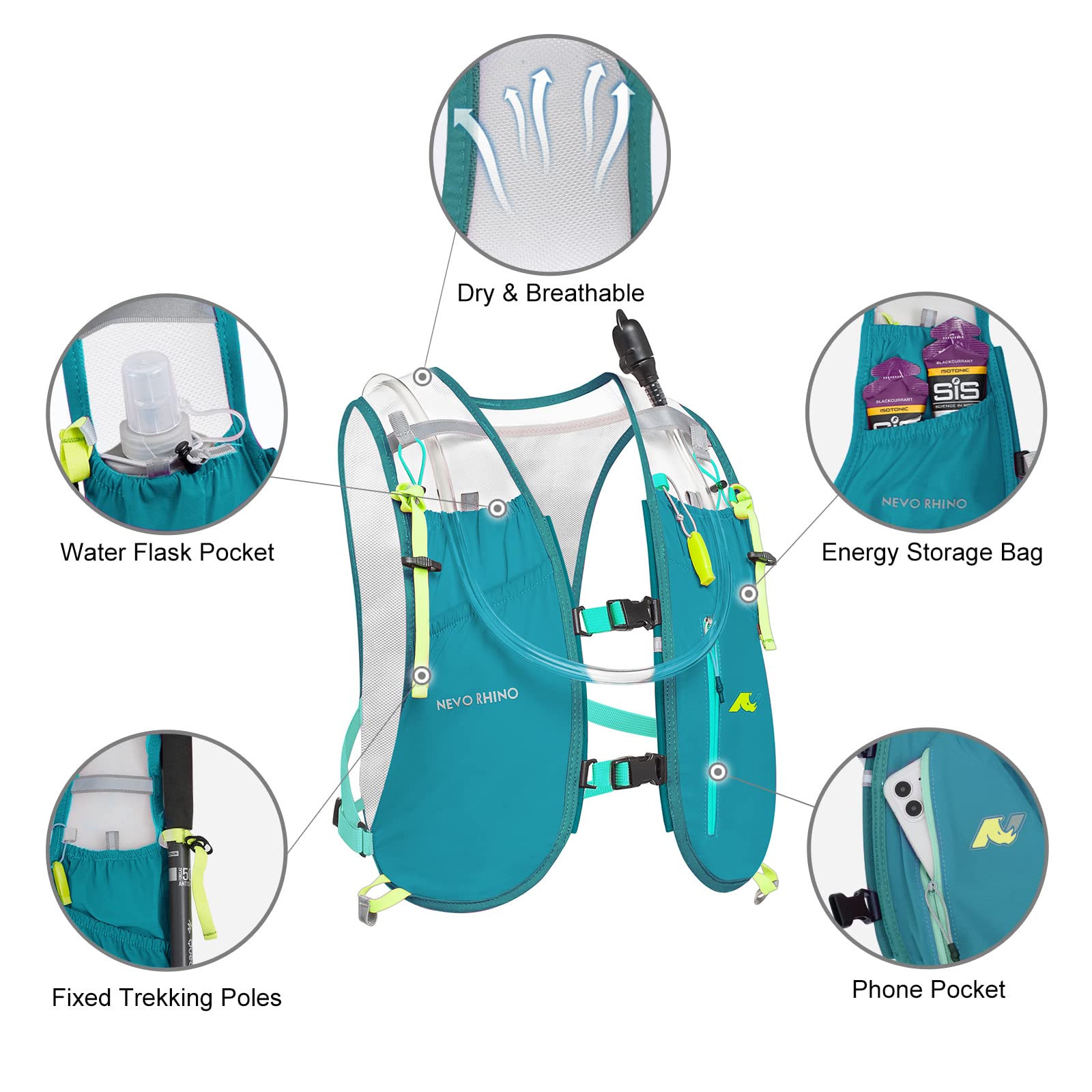 Waterproof and Breathable Running Hydration Vest, 5.5L Running ...