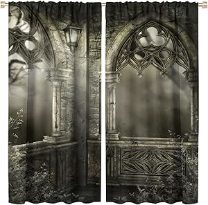 Amazon.com: Gothic Arch Curtains, Romantic Castle Mid-Century Style ...