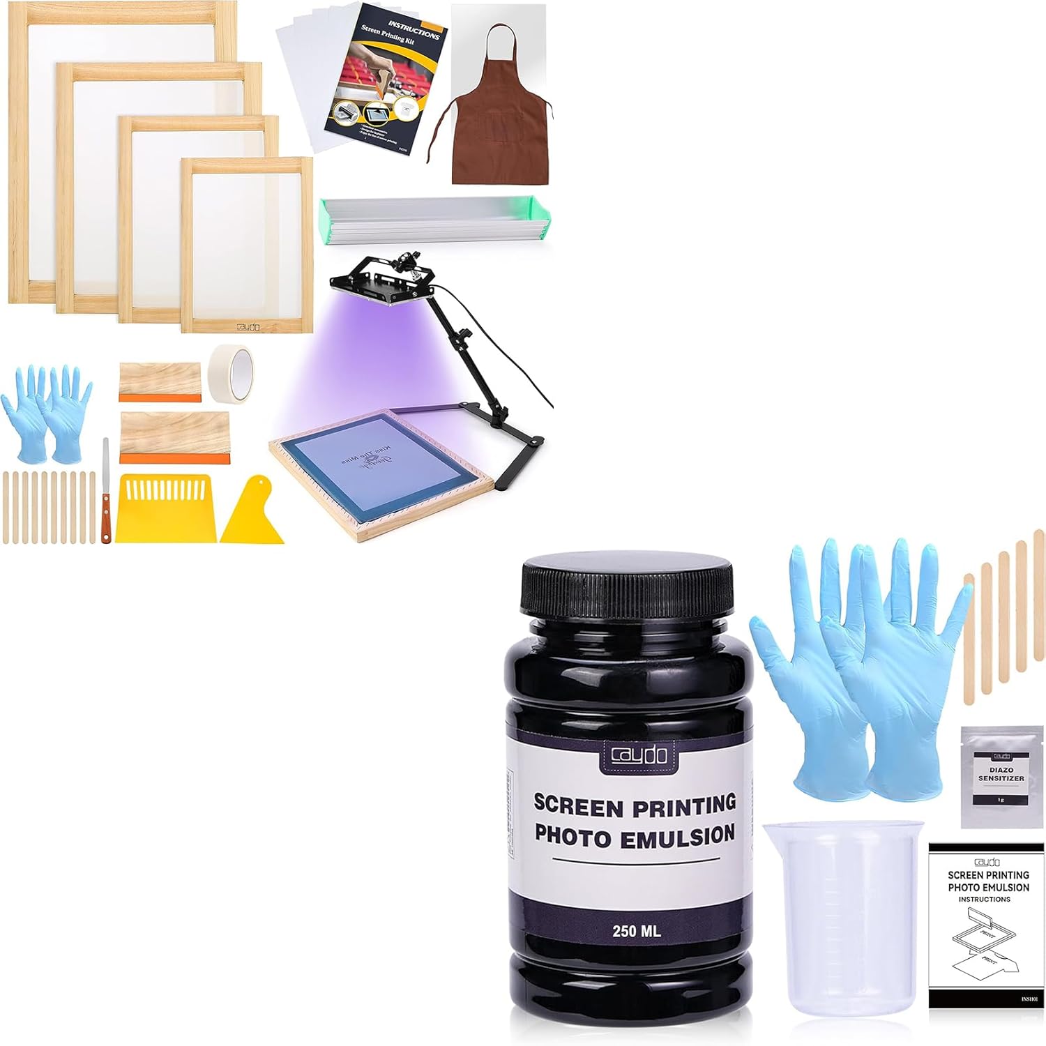 Amazon.com: Caydo 36 Pieces Screen Printing Kit with Screen Printing ...