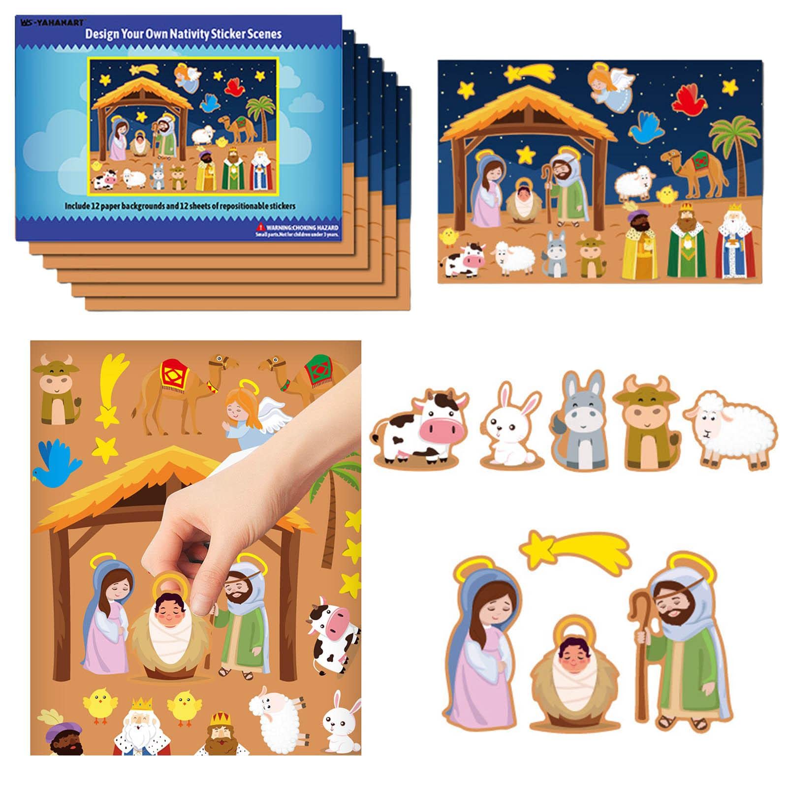 Buy 12 Sheets Nativity Foam Stickers, Kids Stickers Make a Nativity ...