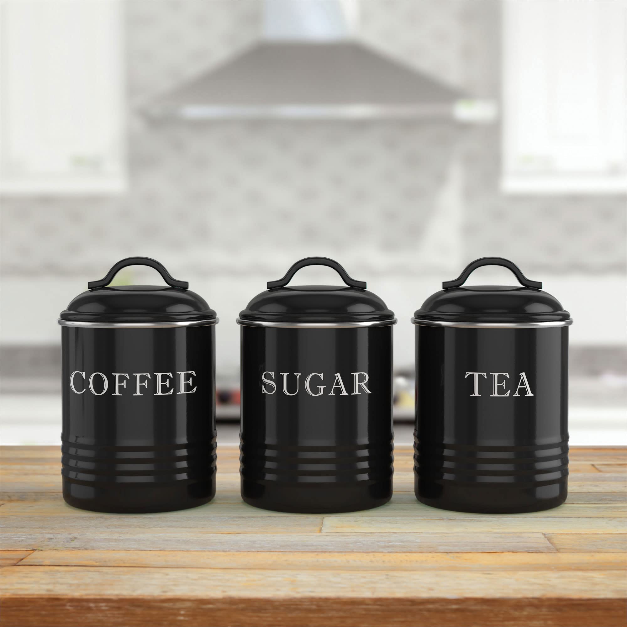 Buy Barnyard Designs Black Canister Sets for Kitchen Counter, Vintage ...