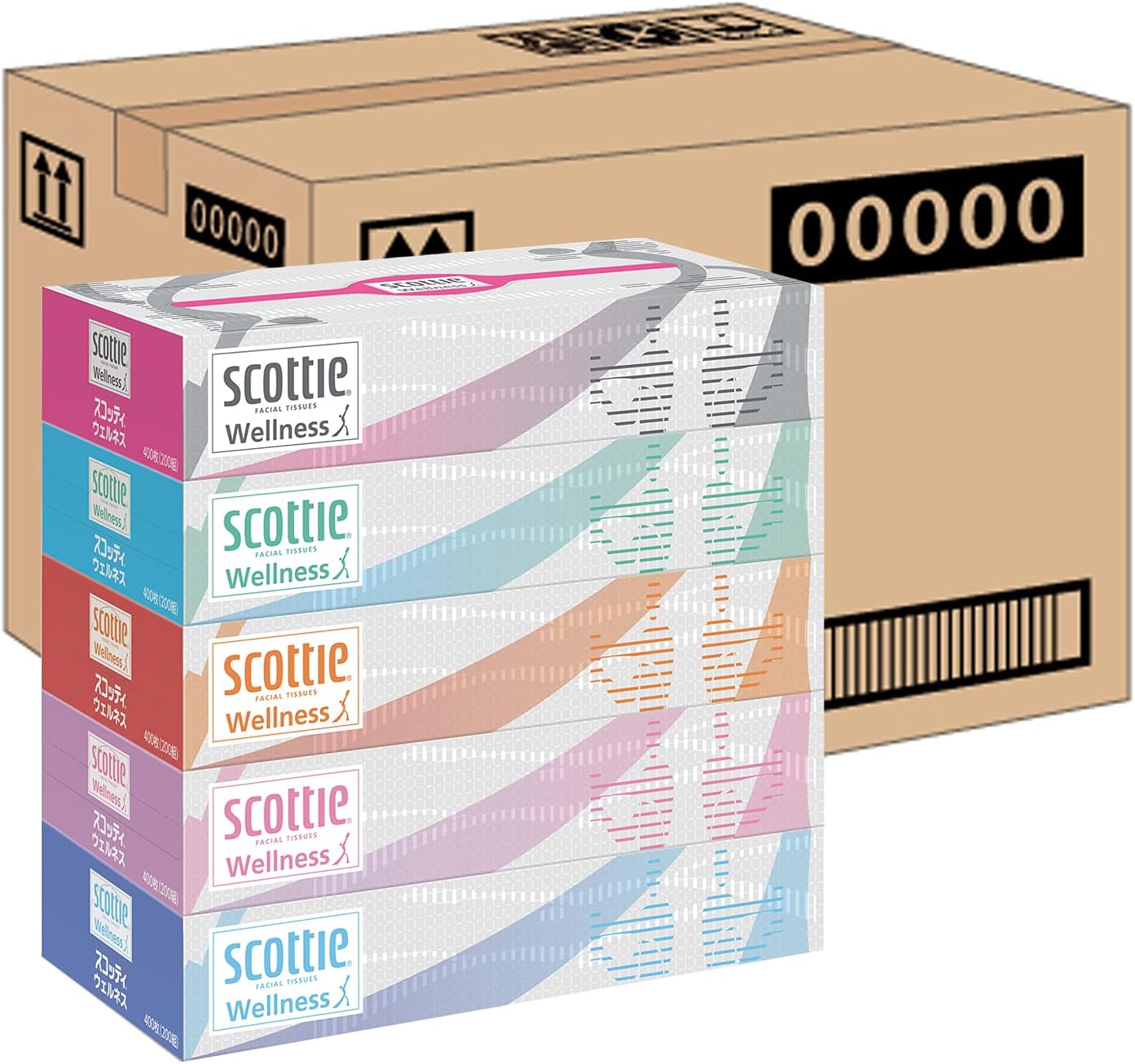 Amazon.co.jp: [Case Sale] Scottie Tissue Wellness 400 Sheets (200 Pairs ...