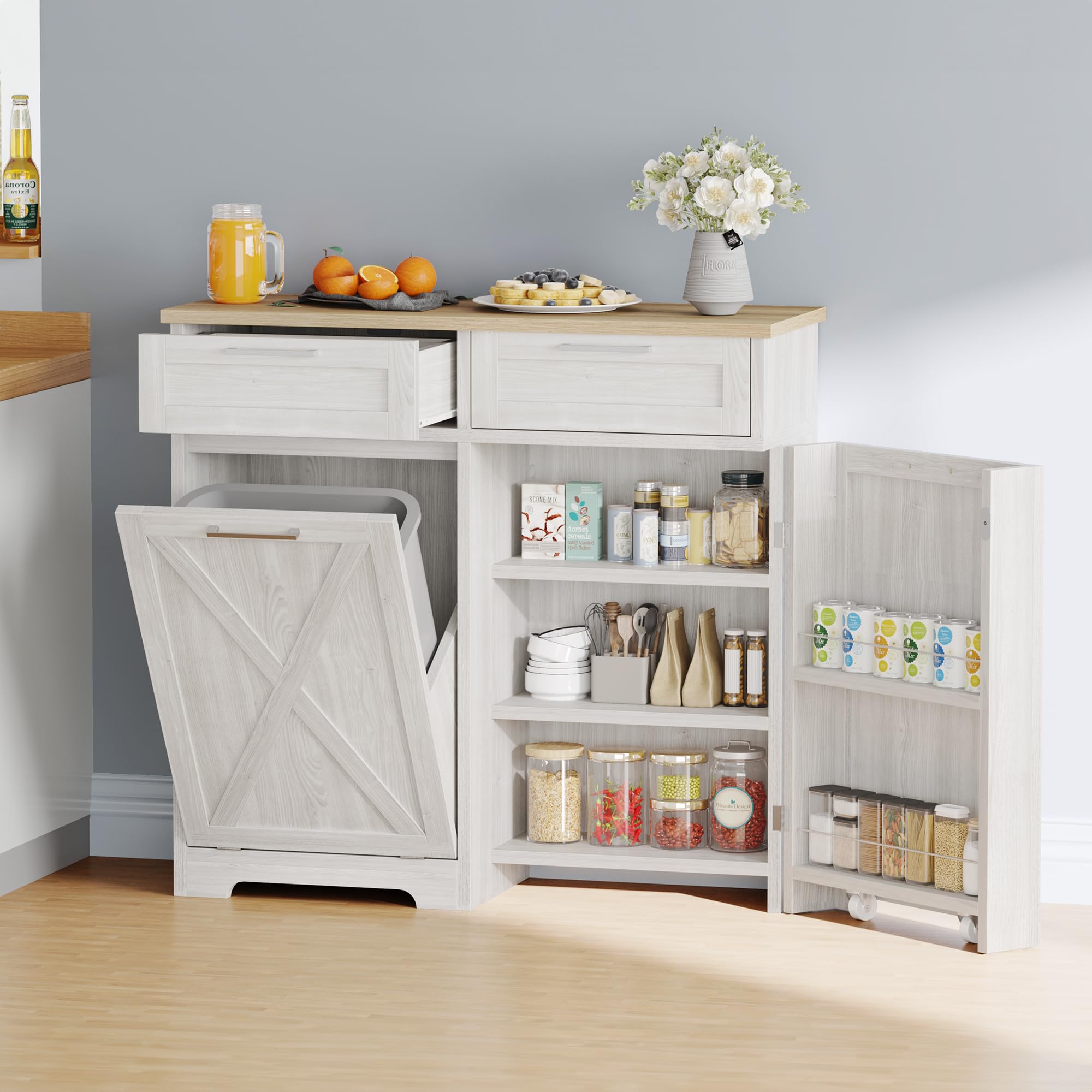 Amazon.com: YITAHOME Tilt Out Trash Cabinet 10 Gallon, Freestanding ...