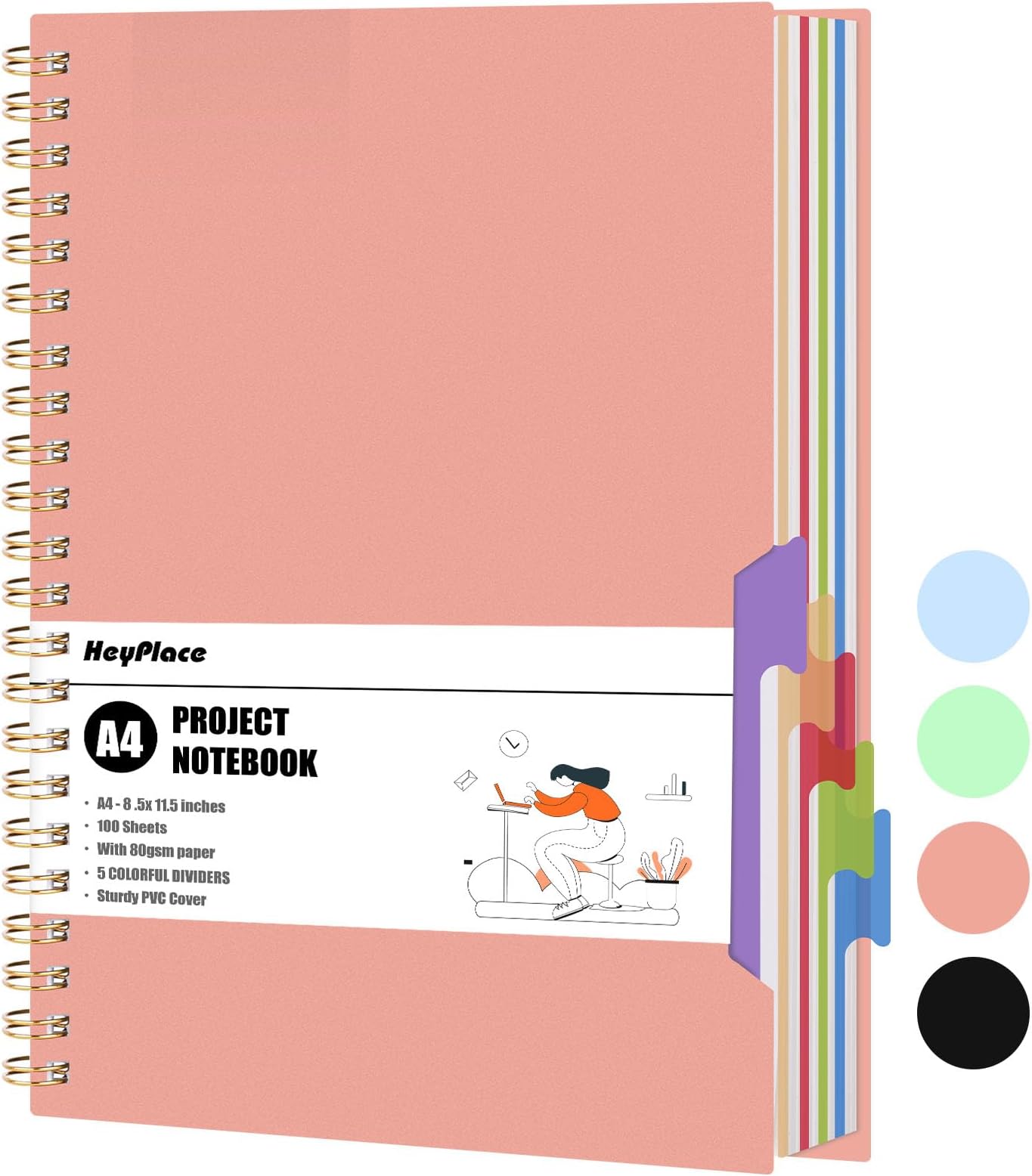 Amazon.com : HEYPLACE Notebook with Dividers,5 Subject Notebook Spiral ...