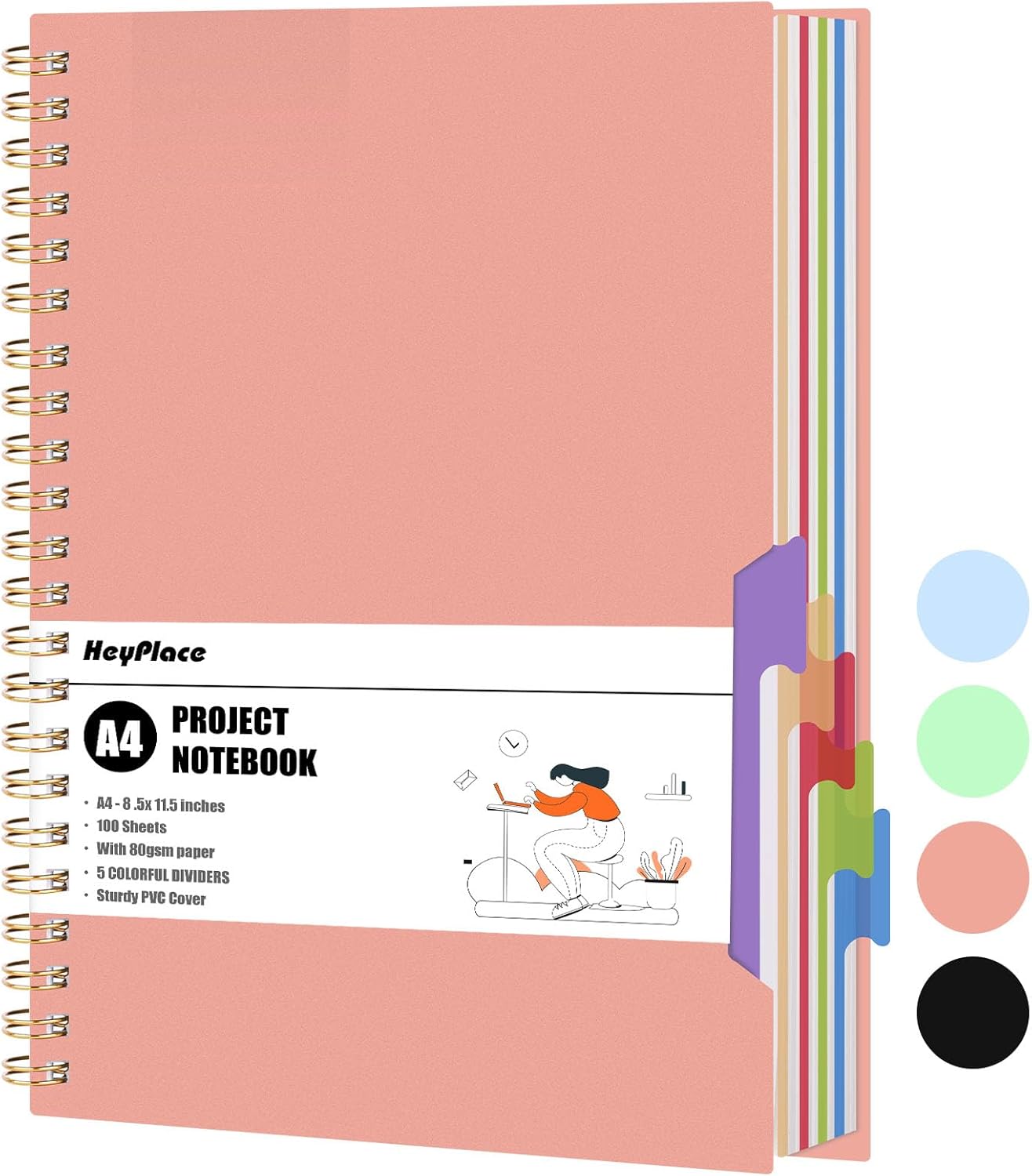 Amazon.com : HEYPLACE Notebook with Dividers,5 Subject Notebook Spiral ...