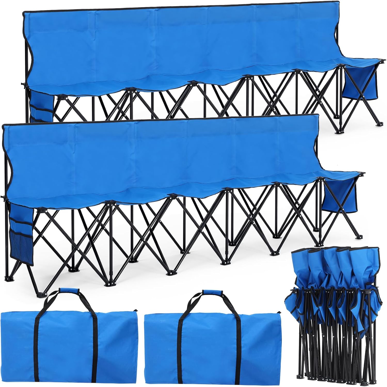 Amazon.com : Wenqik 2 Pack Soccer Bench 6 Seat Foldable Sideline Bench ...