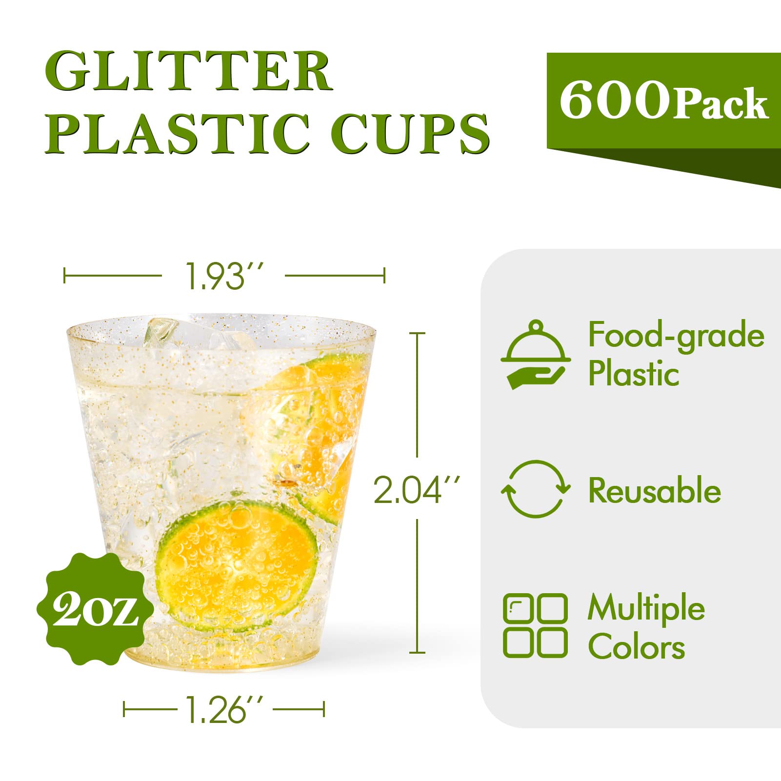 JOLLY CHEF 2 oz 600 Pack Plastic Cups, Disposable Drinking Cups in ...