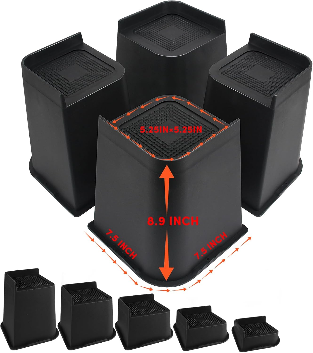 Amazon.com: DEDU Bed Risers 8 Inch Heavy Duty 4 Pack, Furniture Risers ...