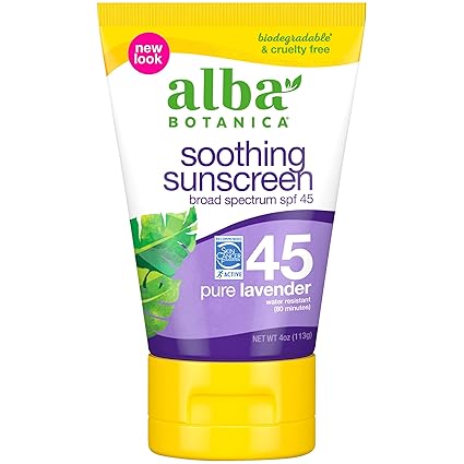 Amazon.com: Alba Botanica Sunscreen Lotion, SPF 45, Pure Lavender, 4 Oz ...