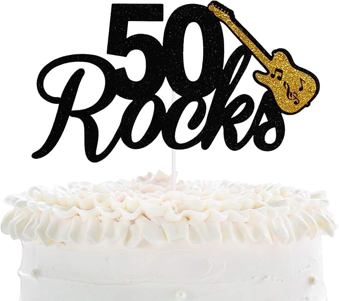 50 Rocks Birthday Cake Topper - Fabulous Fifty Years Anniversary Black ...