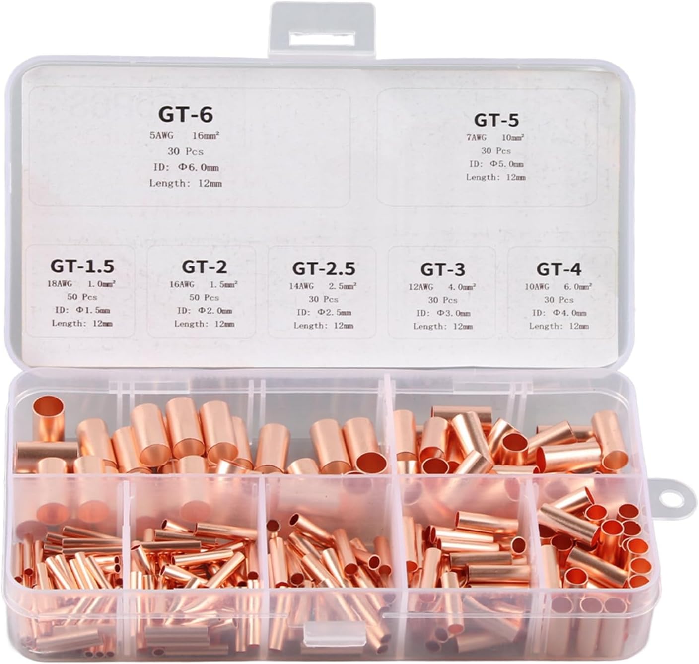 Amazon.com: 250Pcs Straight Copper Coupling Fittings, 7 Values Dia 1 ...