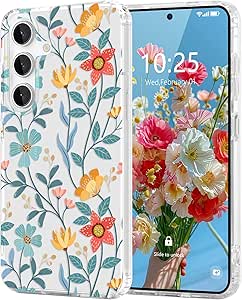 Amazon.com: Pepmune for Samsung Galaxy S25 Plus/S24 Plus Case Floral, Cute Clear Flower Cover ...