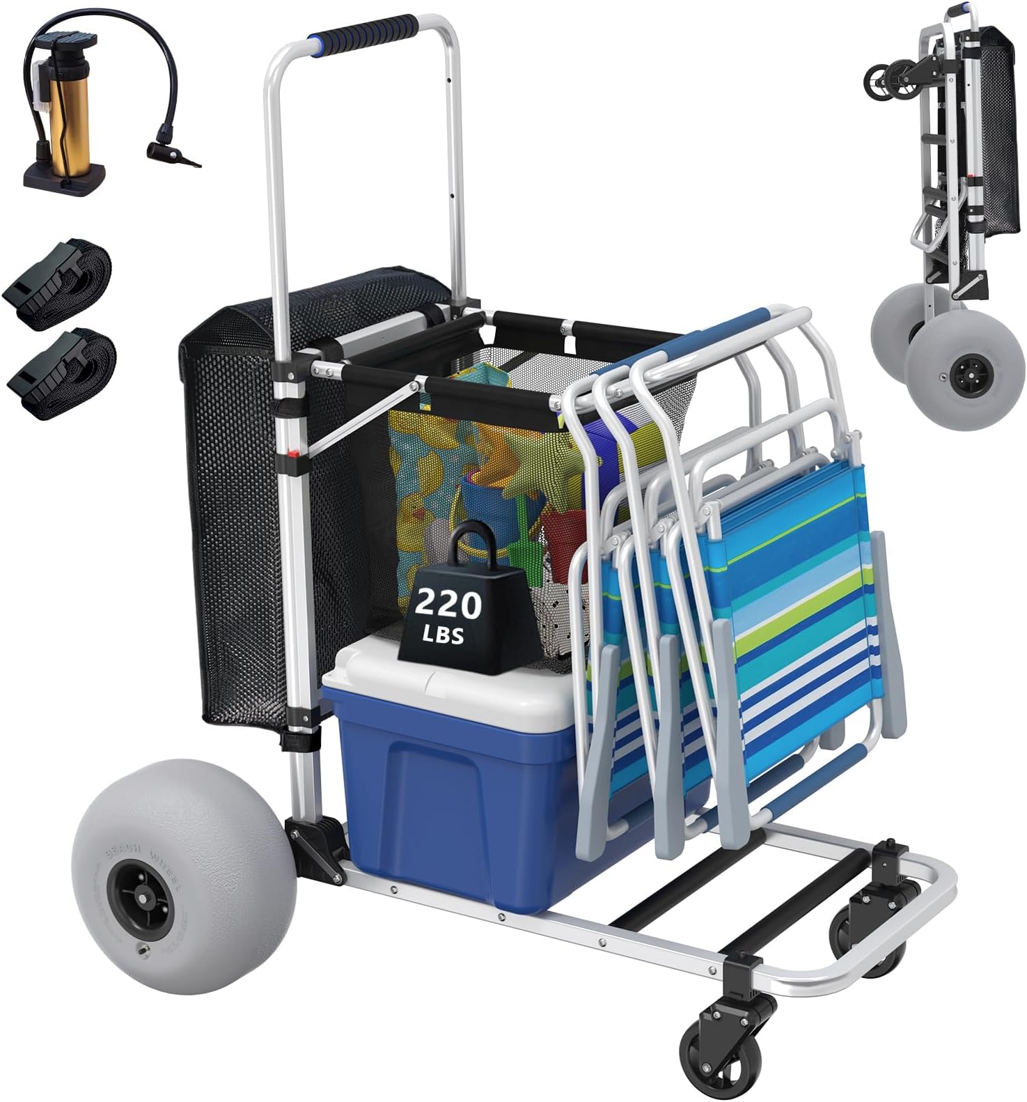 Amazon.com : GDLF Beach Cart for All Types of Sand, Foldable Beach Cart ...