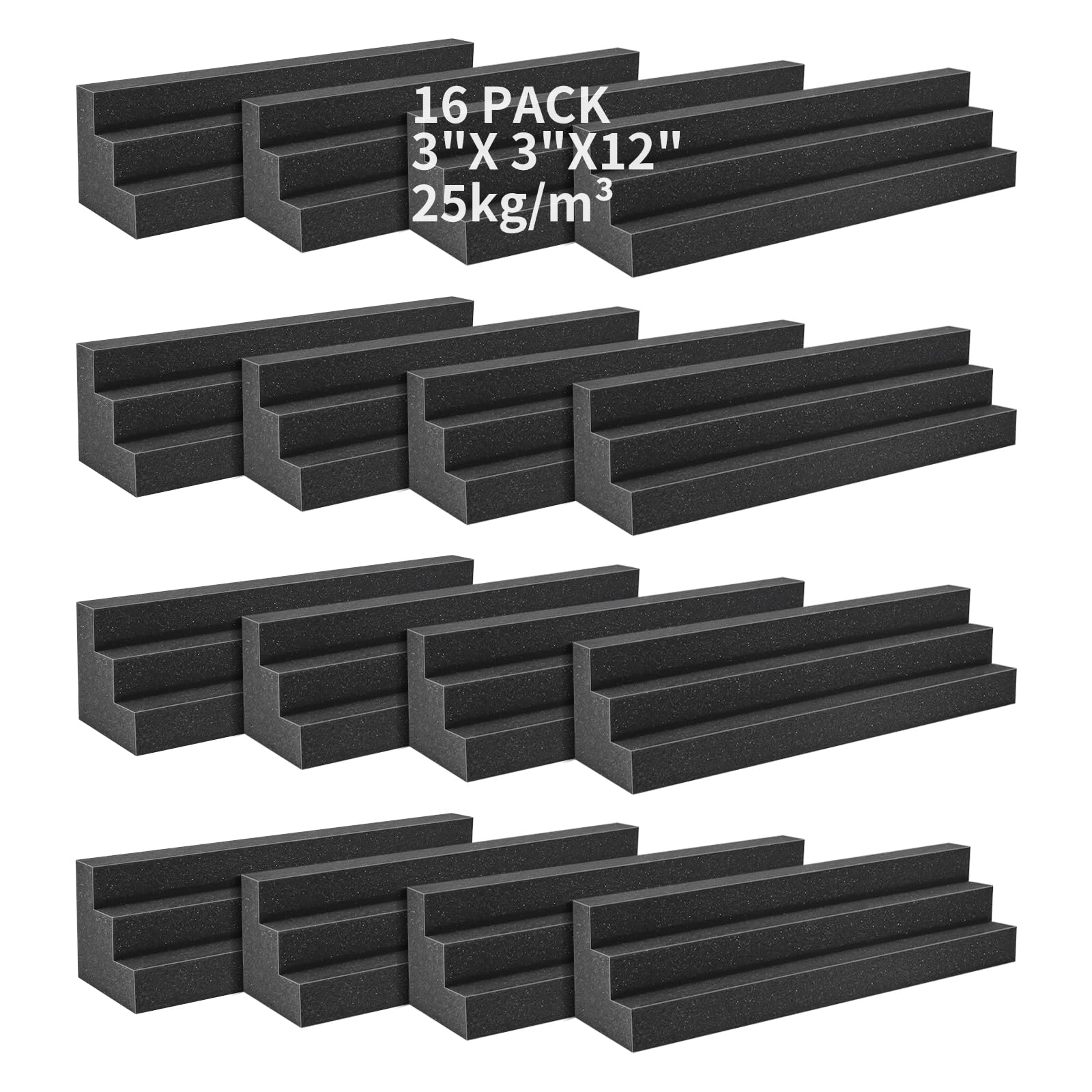 Snapklik.com : Saiqiang 16 Pack Bass Traps Acoustic Foam Corner 12 X 3 ...