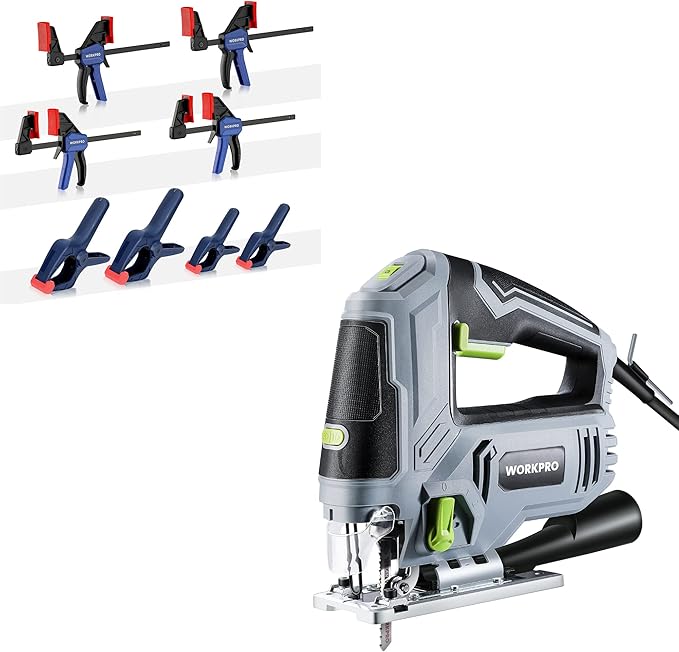 WORKPRO 8-Piece Clamp Set for Woodworking, 4-pack 4-1/2" Mini Bar Clamps and 4 Spring Clamps ...