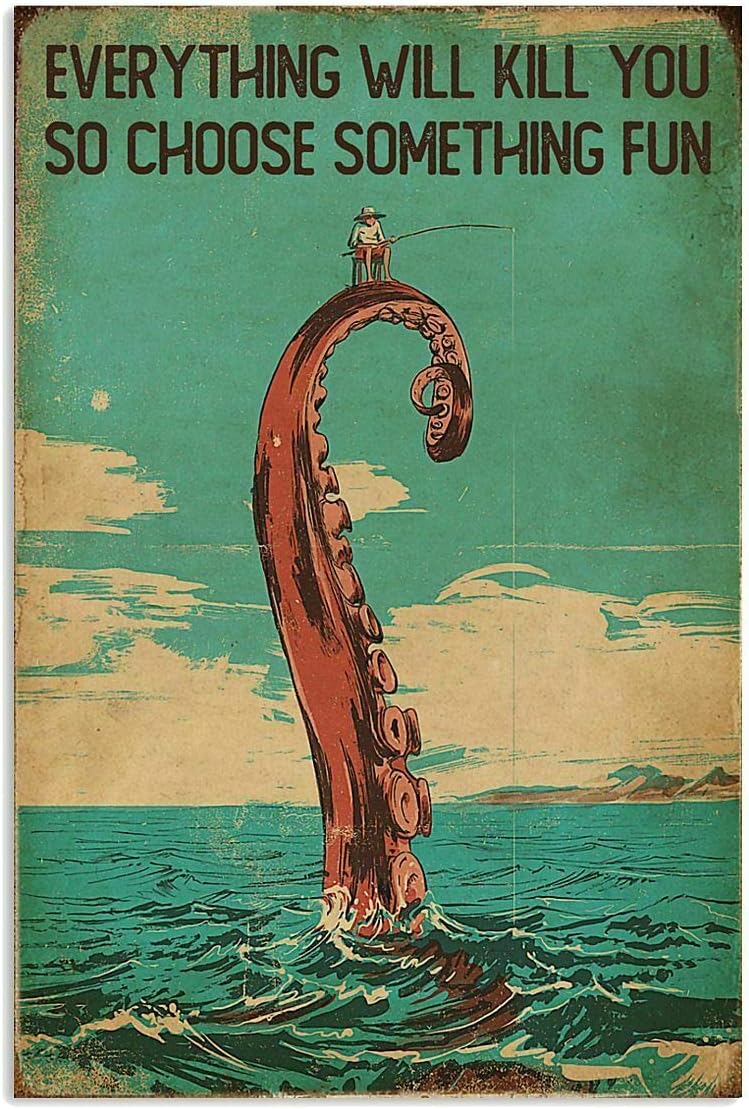 Amazon.com: DAIERCY Retro Metal Tin Sign Diver and Octopus Everything ...