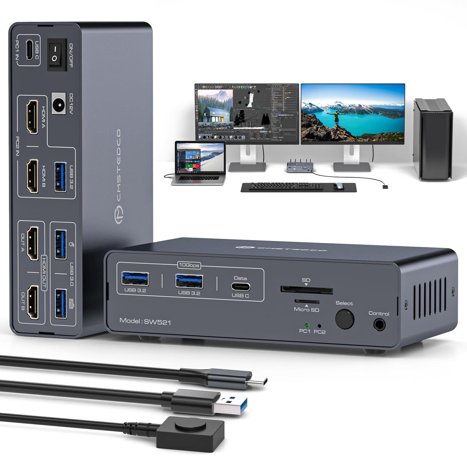 Amazon.com: JCYMELE USB C HDMI Docking Station Dual Monitor for Laptop ...