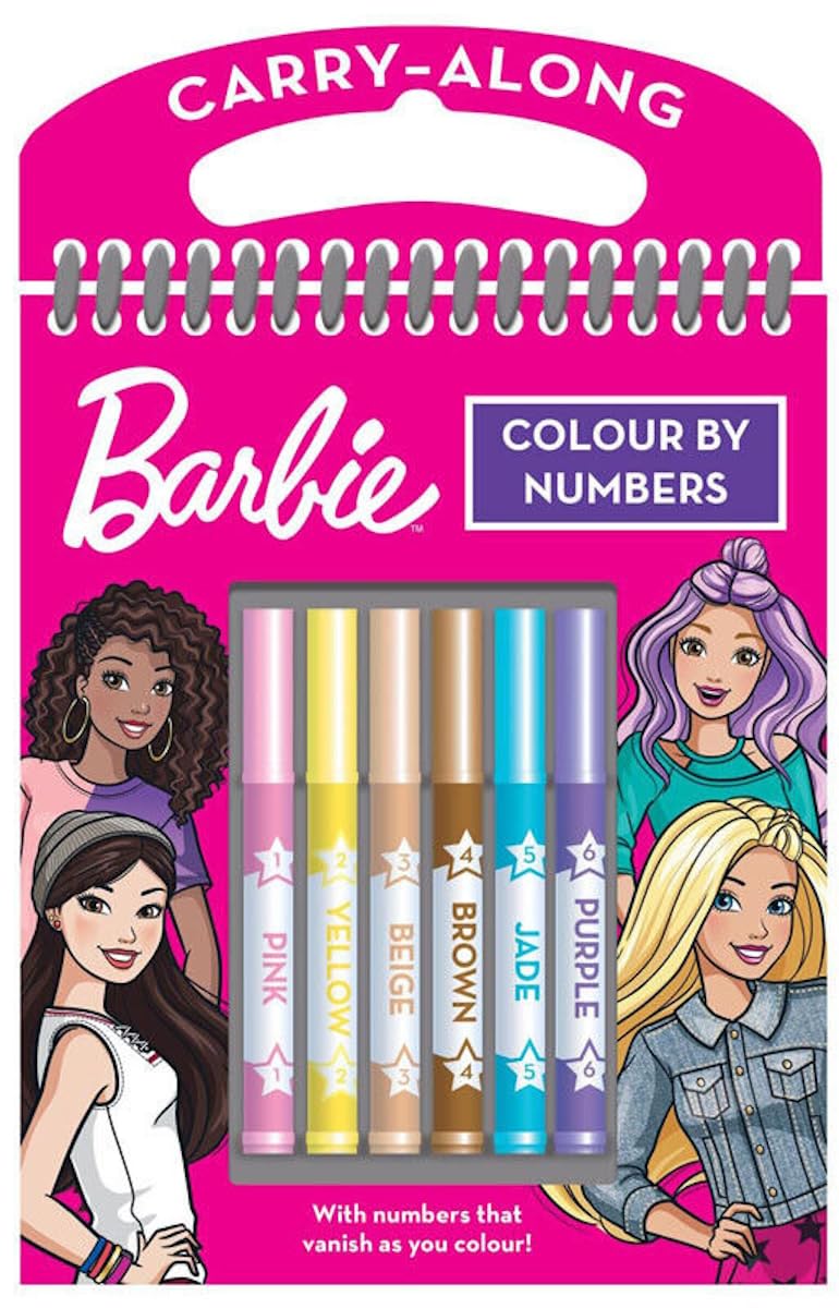 Quickdraw Barbie Colour By Numbers Kids Carry-Along Activity Colouring ...