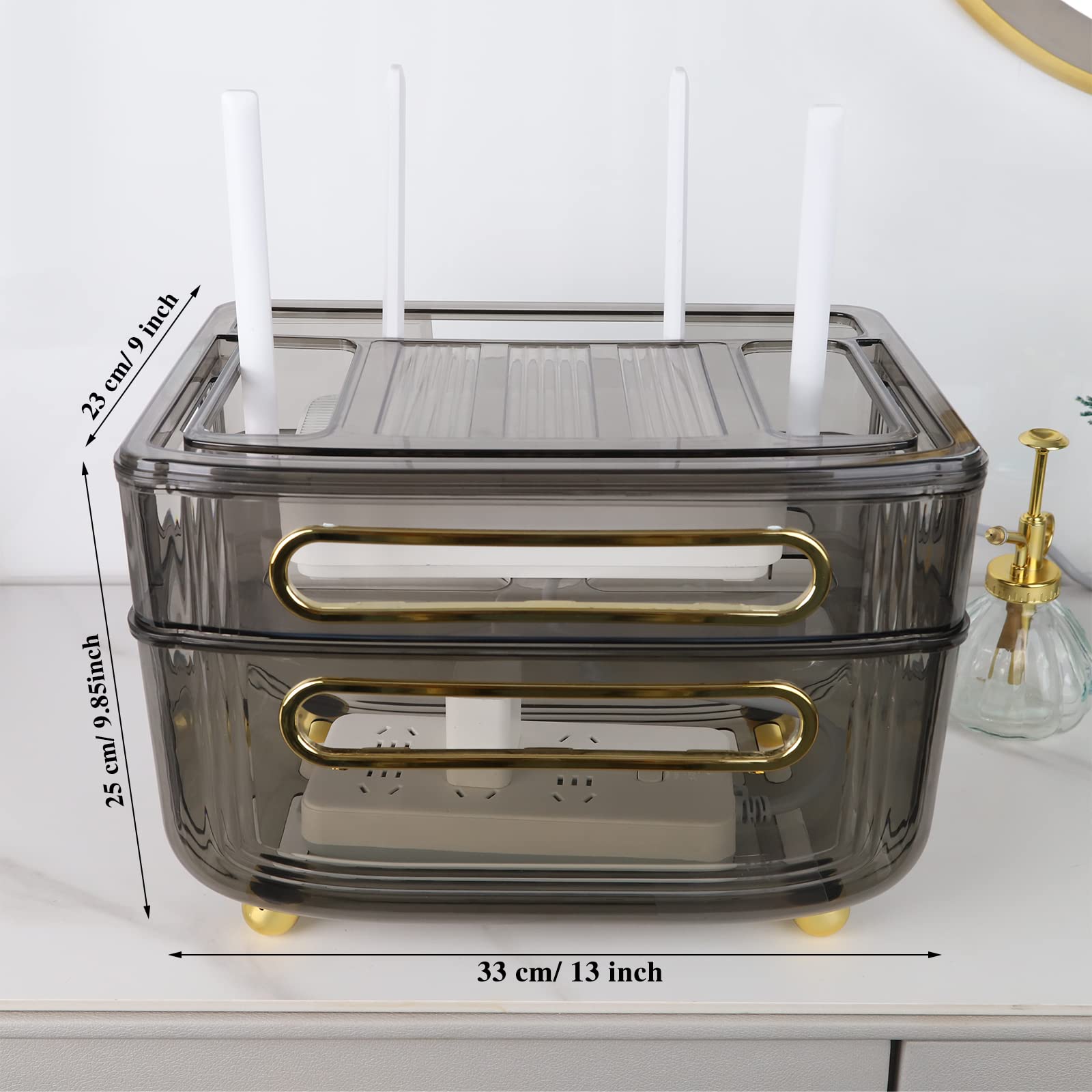 Desktop & Wall-Mounted Router Storage Plastic Wireless WiFi Router Box ...