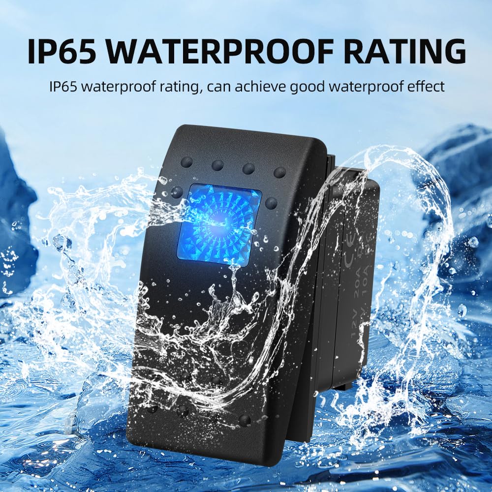 Snapklik.com : Marine Rocker Switch 12V, CNAODUN Waterproof Boat Switch ...