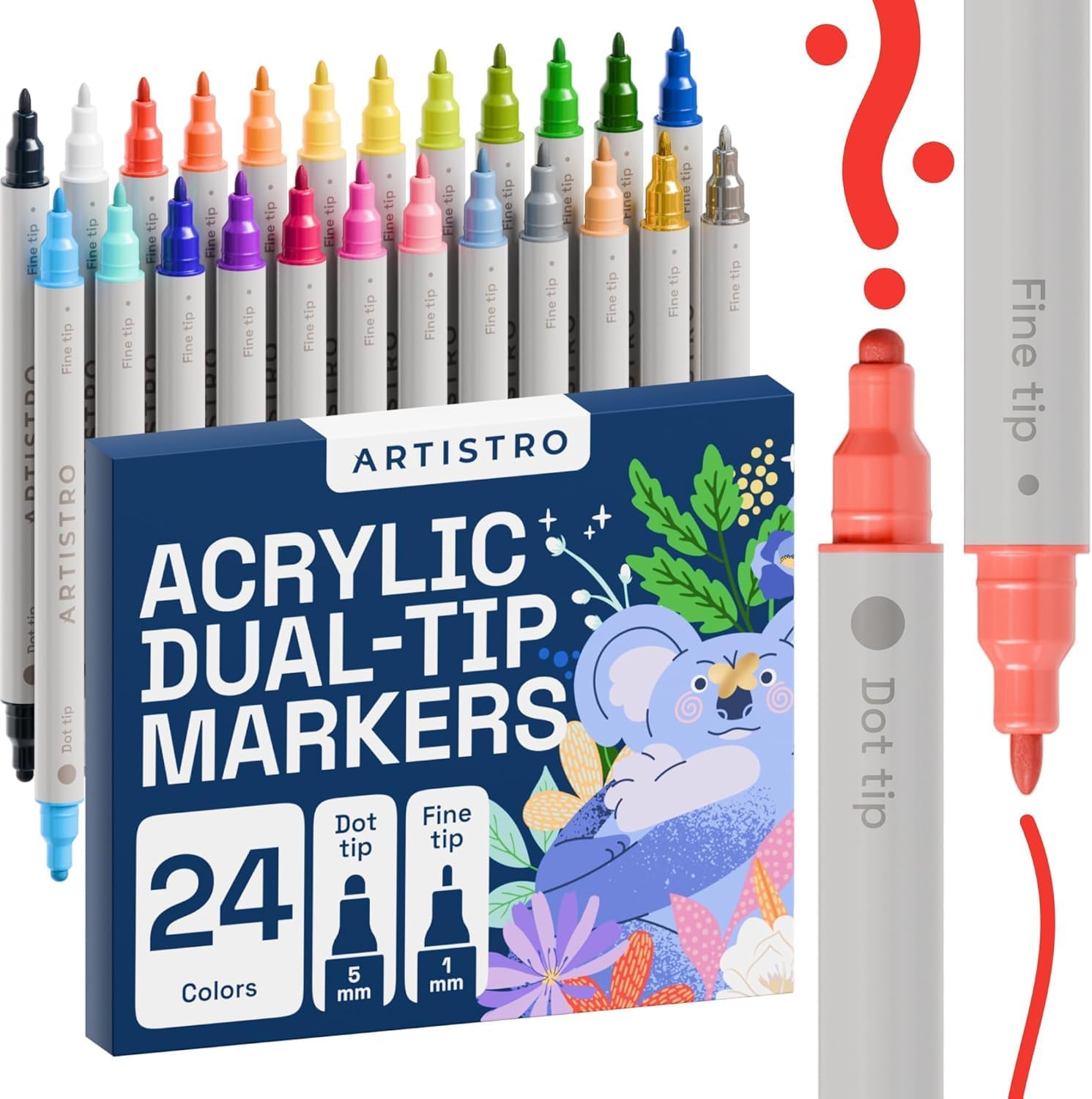 KINSPORY 24 Acrylic Markers, Acrylic Paint pens, Colored Marker Set ...