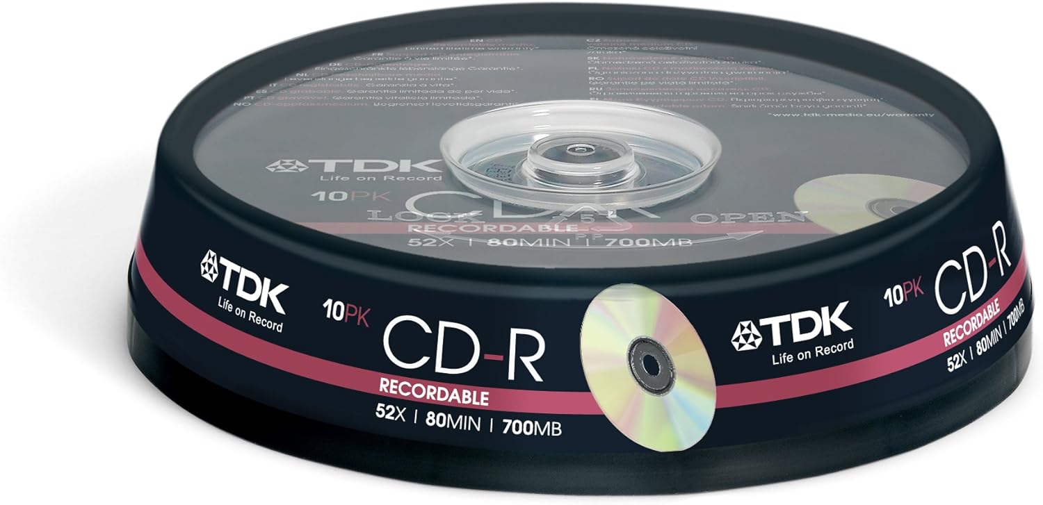 Amazon.com: TDK CD-R80CBA10-B CD-R 80min 52x 10 Pack Spindle : Electronics