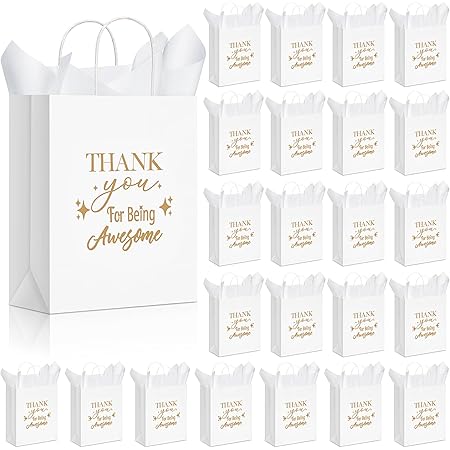 Amazon.com: Tenceur 25 Pcs Thank You Gift Bags 9x7.5x3.6 Inch Kraft ...