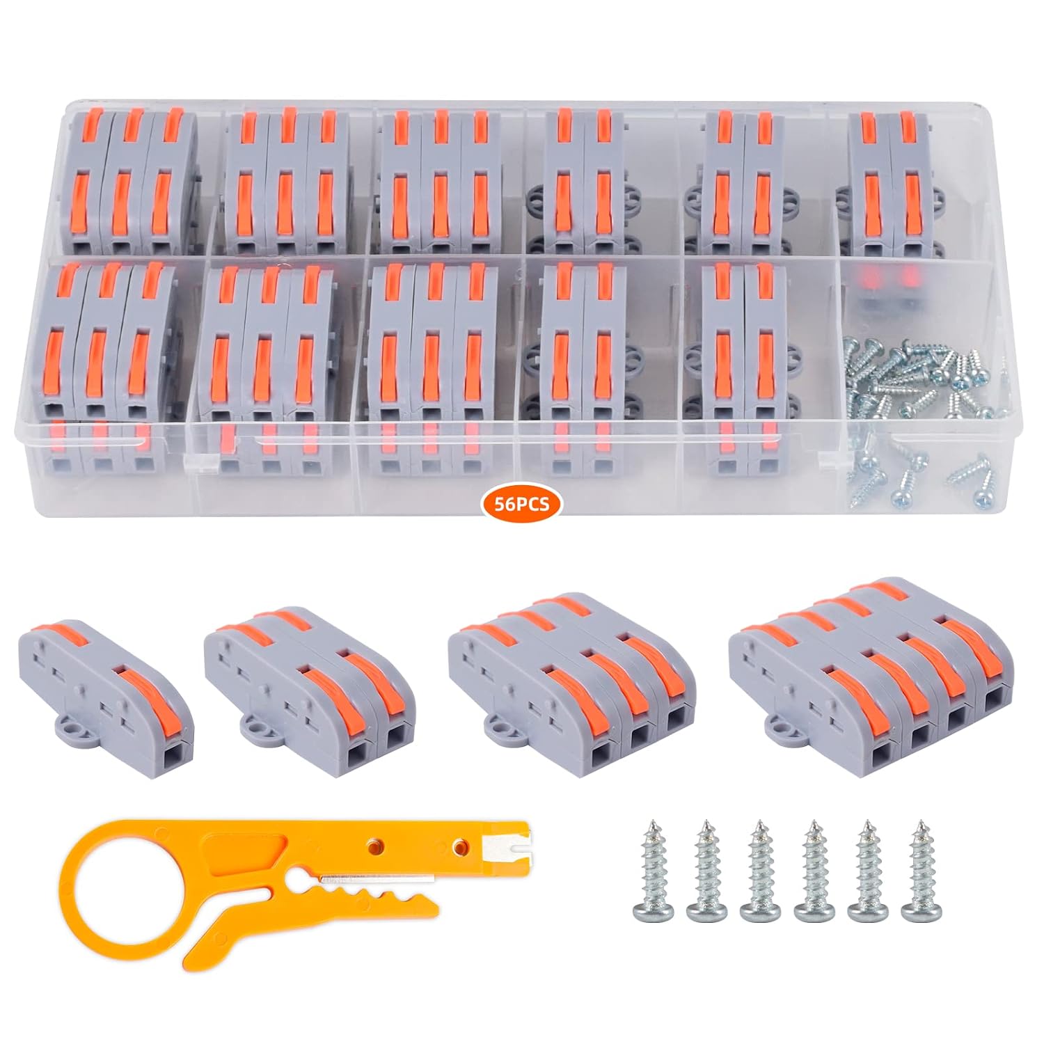 Amliber 56PCS Wire Connectors, 1 to 1 Inline DIY Lever Nuts Wire Connectors, Push in Wire Splice ...