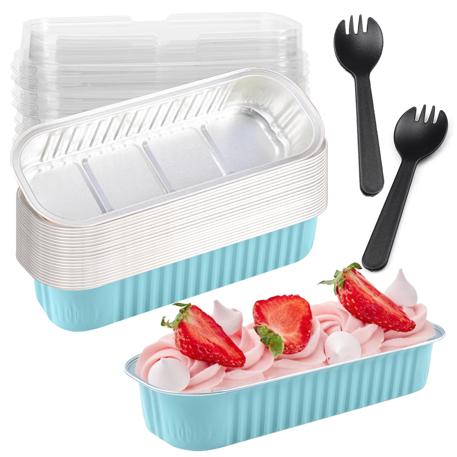 Amazon.com: 20 Pack Mini Loaf Pans with Lids and Spoons,Mini Cake Pans ...
